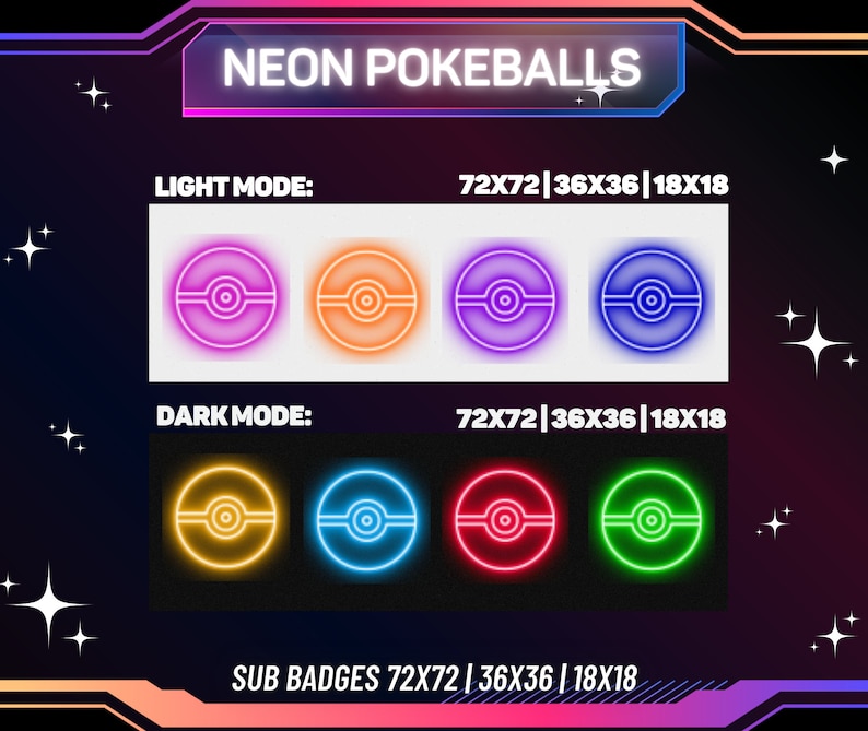 Neon Pokeball Twitch Sub Badges | Streamer Tier Badges (digital ...