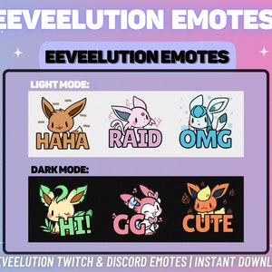 9 X Eeveelutions Twitch & Discord Emotes | Pokemon Emote Pack | Twitch ...