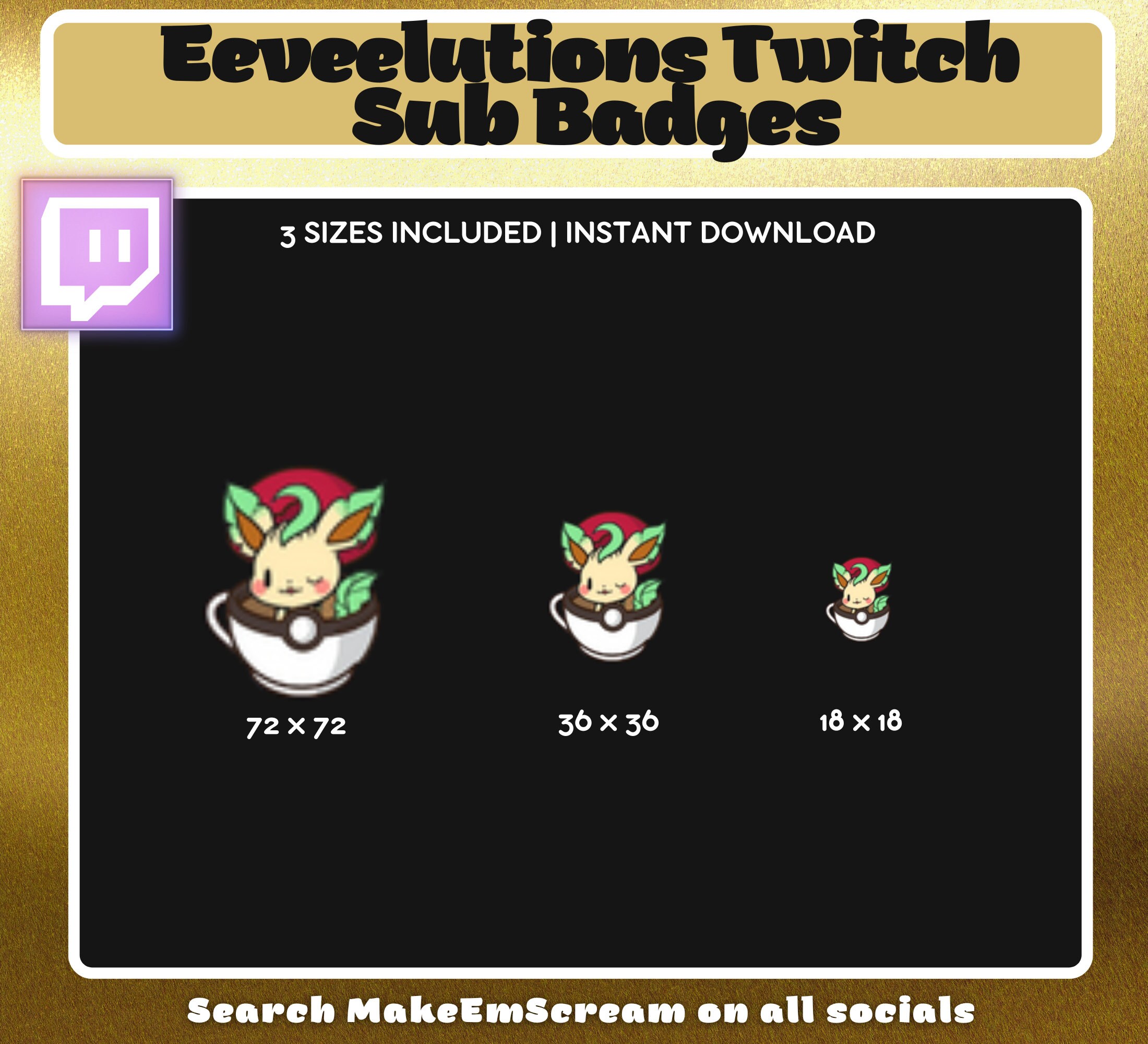 9 X Kawaii Eeveelutions Pokeball Twitch Sub Badges Pokemon Sub Badges ...