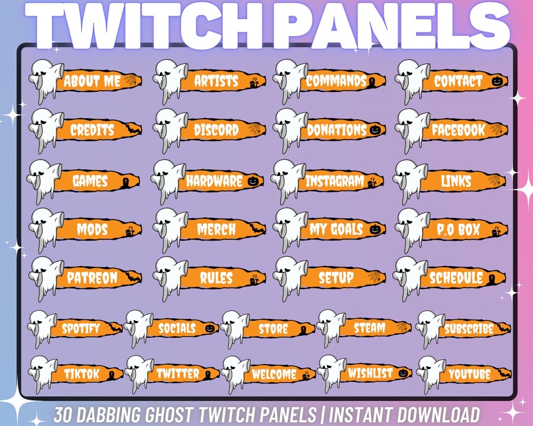 30 X Cute Ghost Twitch Panels | Twitch Panels | Twitch | Kick | Youtube ...