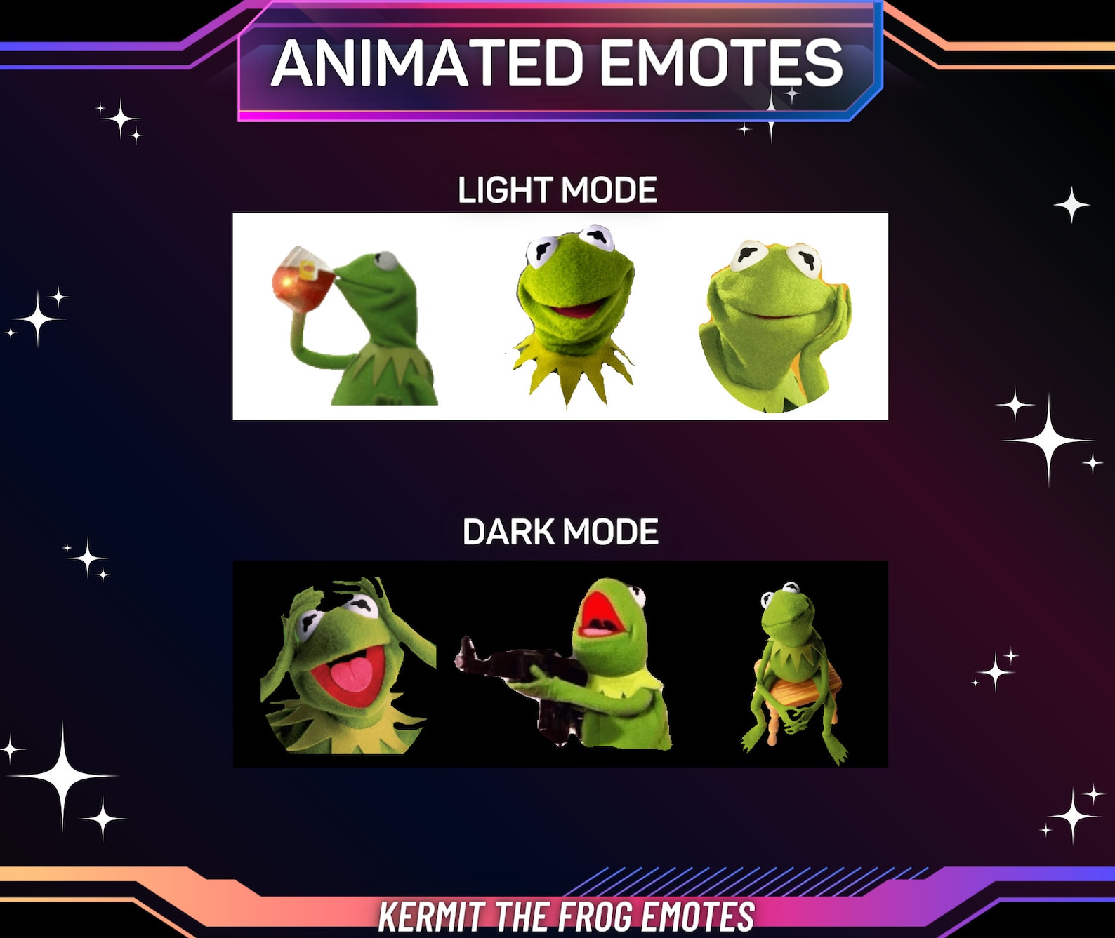 Animated Kermit Twitch Emote Pack, Funny Rude Emotes (instant Download ...