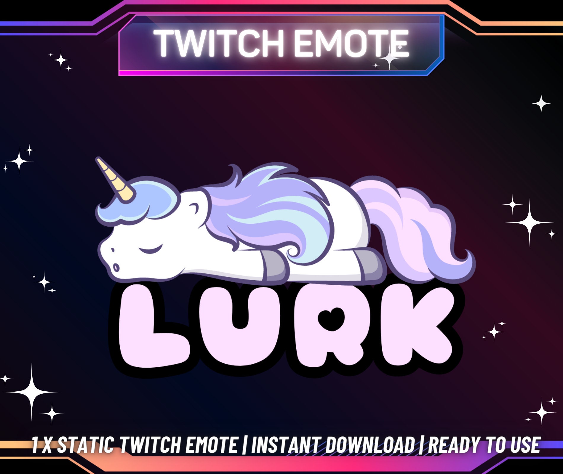 1 Twitch Emote Unicorn Lurk Twitch Emote Unicorn Emote Funny Emote Cute ...