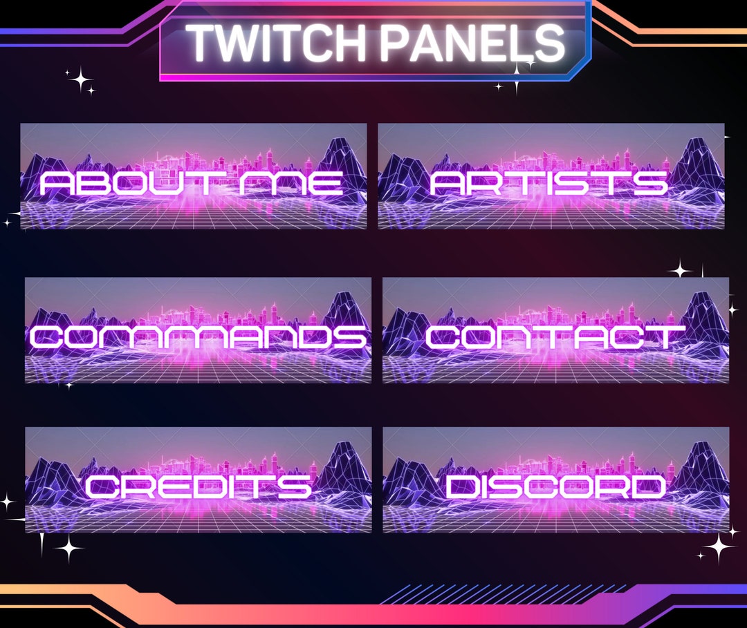 30 X Purple Neon Twitch Panels, Twitch About Me Panels, Streamer About ...