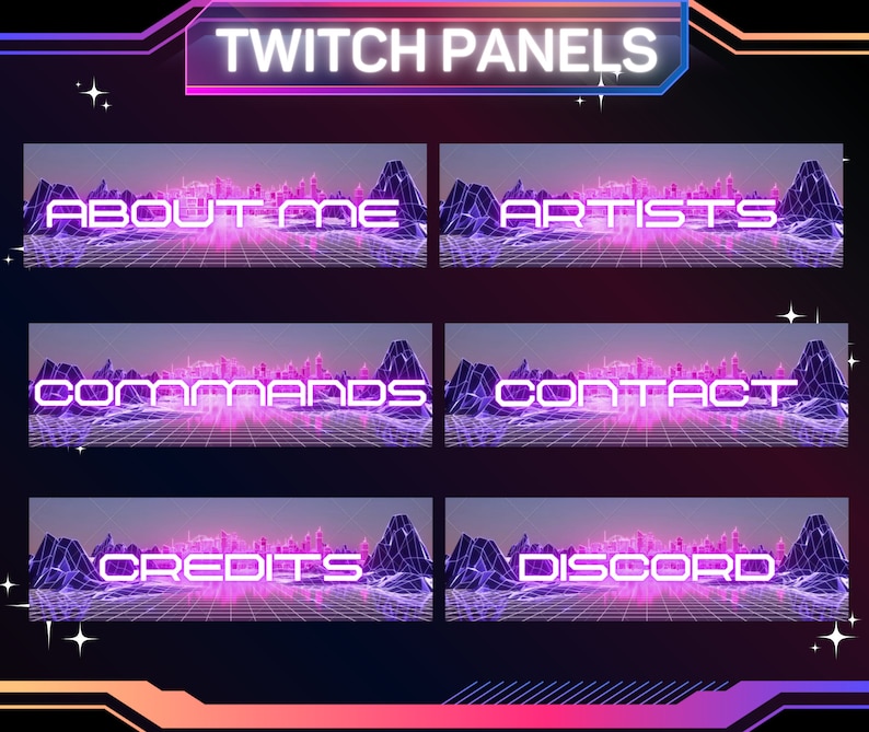 30 X Purple Neon Twitch Panels Twitch About Me Panels - Etsy