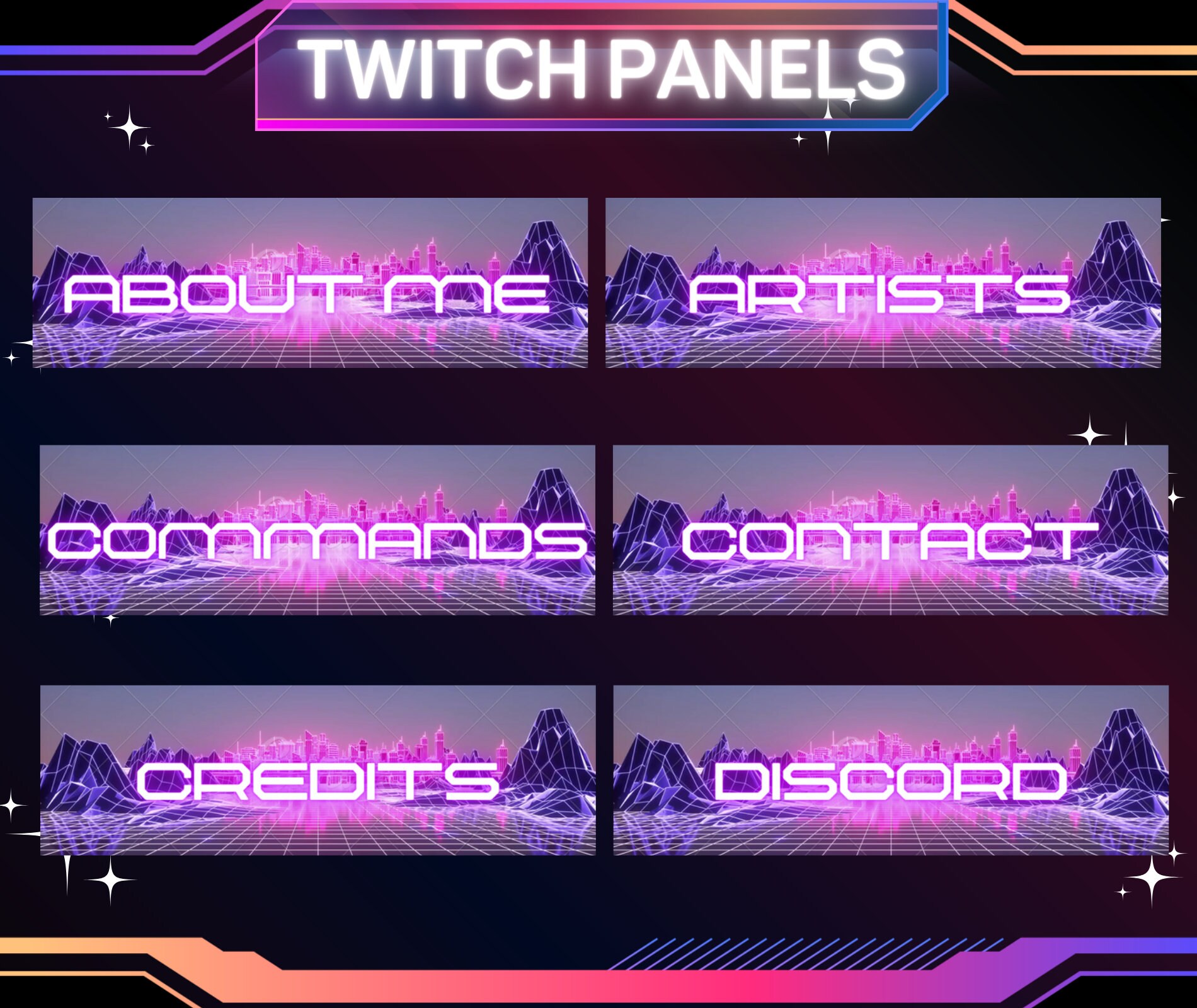 30 X Purple Neon Twitch Panels Twitch About Me Panels - Etsy