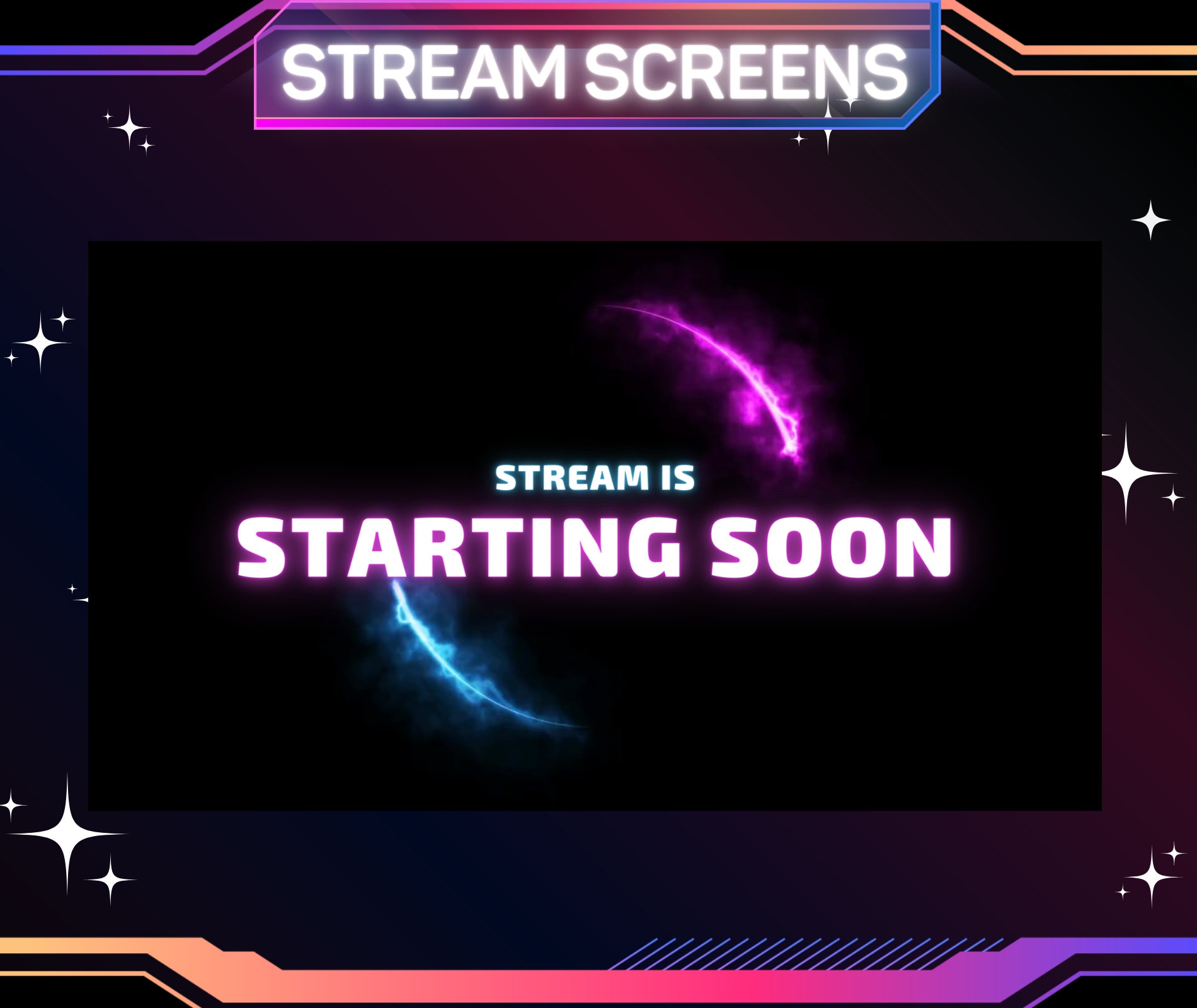 5 X ANIMATED Neon Stream Screens Animated Starting Soon Be Right Back ...
