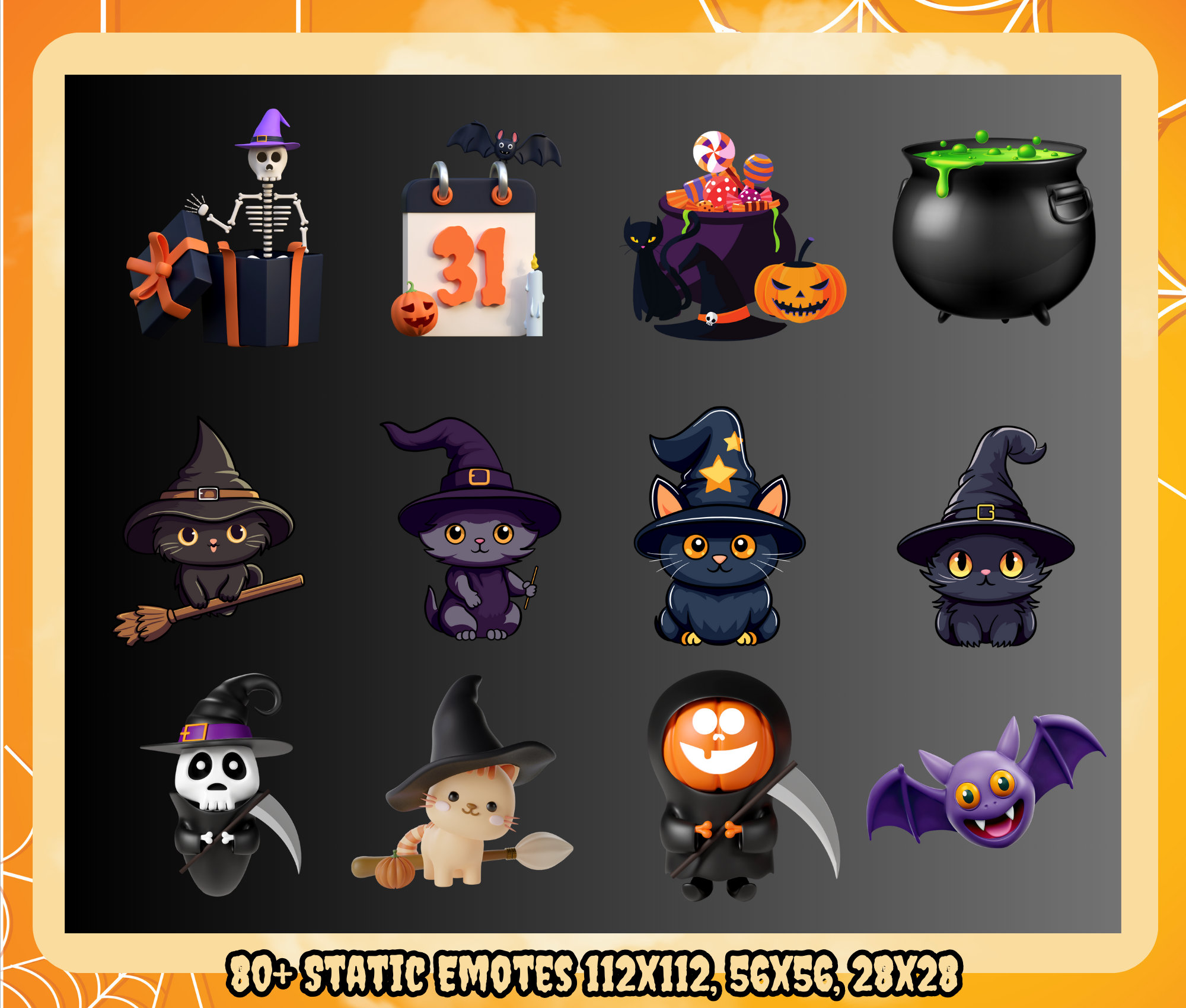 80+ Halloween Stream Emotes Pack, Twitch, Discord, Kick (PNG Files) - Etsy