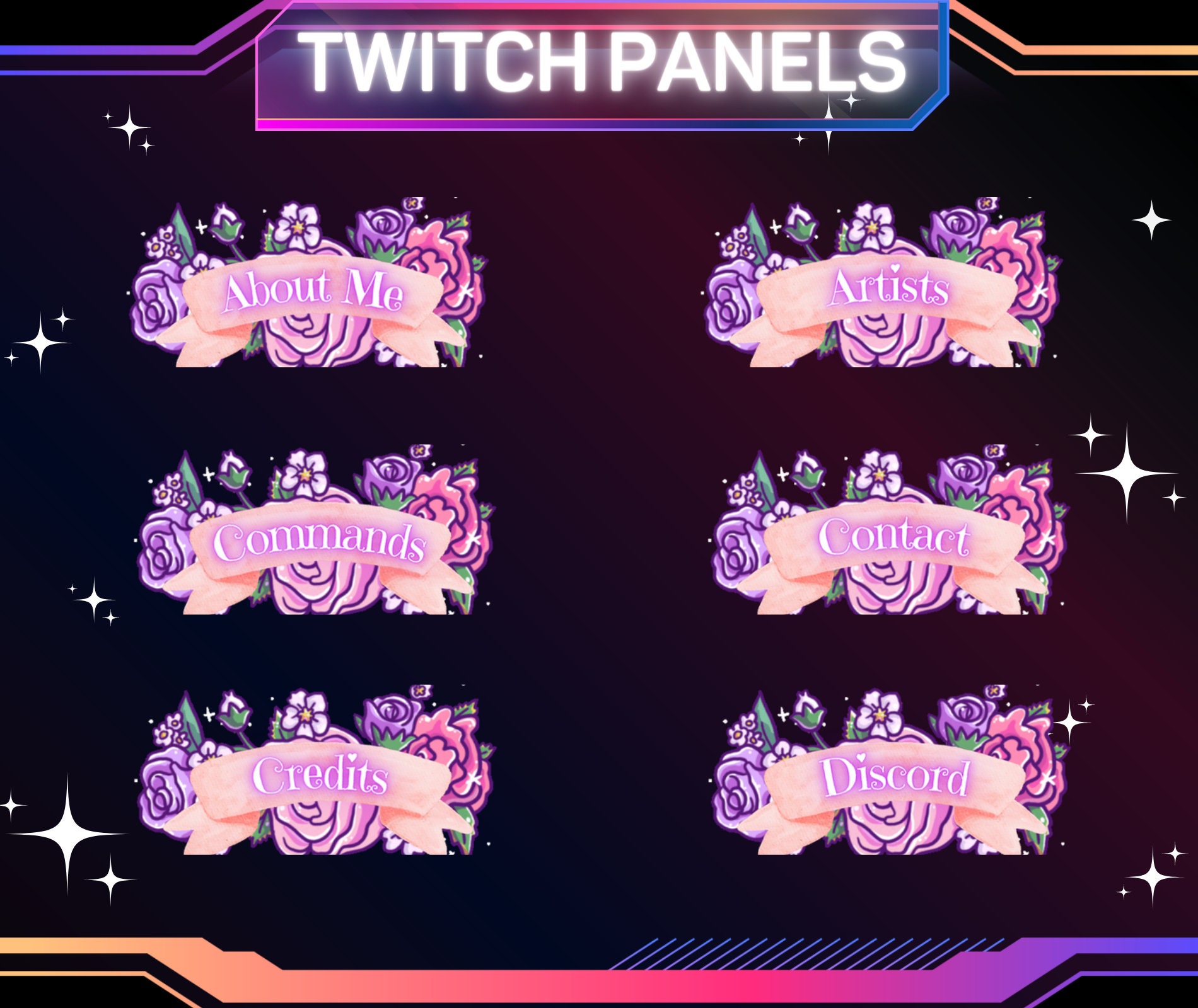 30 X Floral Twitch Panels Stream Panels Twitch Panels Ready to Use ...