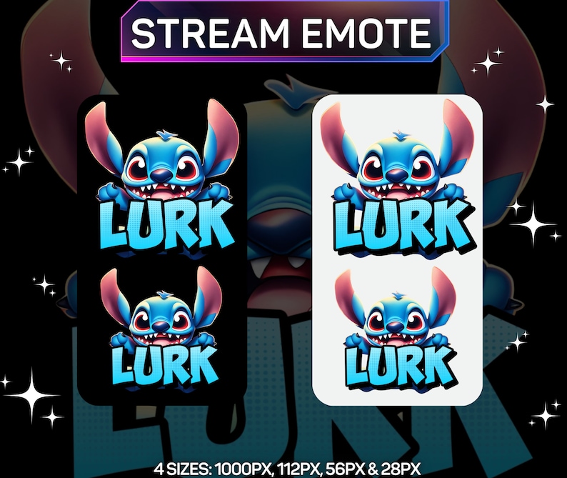 1 Twitch Emote, Stitch Emote, Stitch Lurk Emote, Cute Lurk Stitch Emote ...