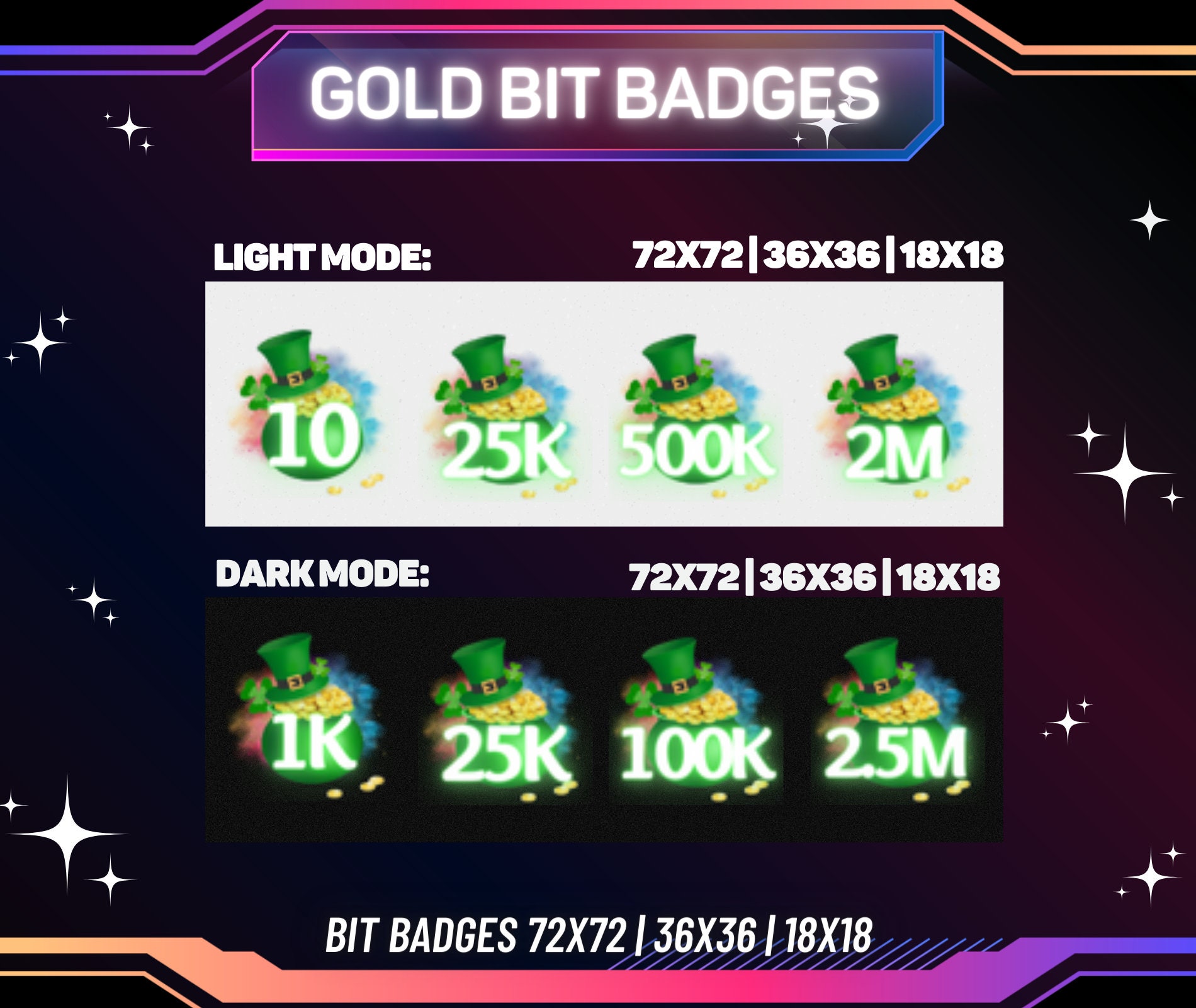 30 X Pot of Gold Bit Badges Complete Twitch Bit Badges Set Twitch Tier ...
