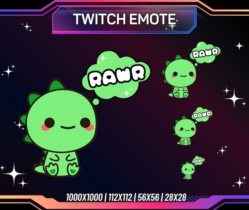 1 Twitch Emote Dinosaur Twitch Emote Rawr Emote Funny Emote Cute Twitch ...