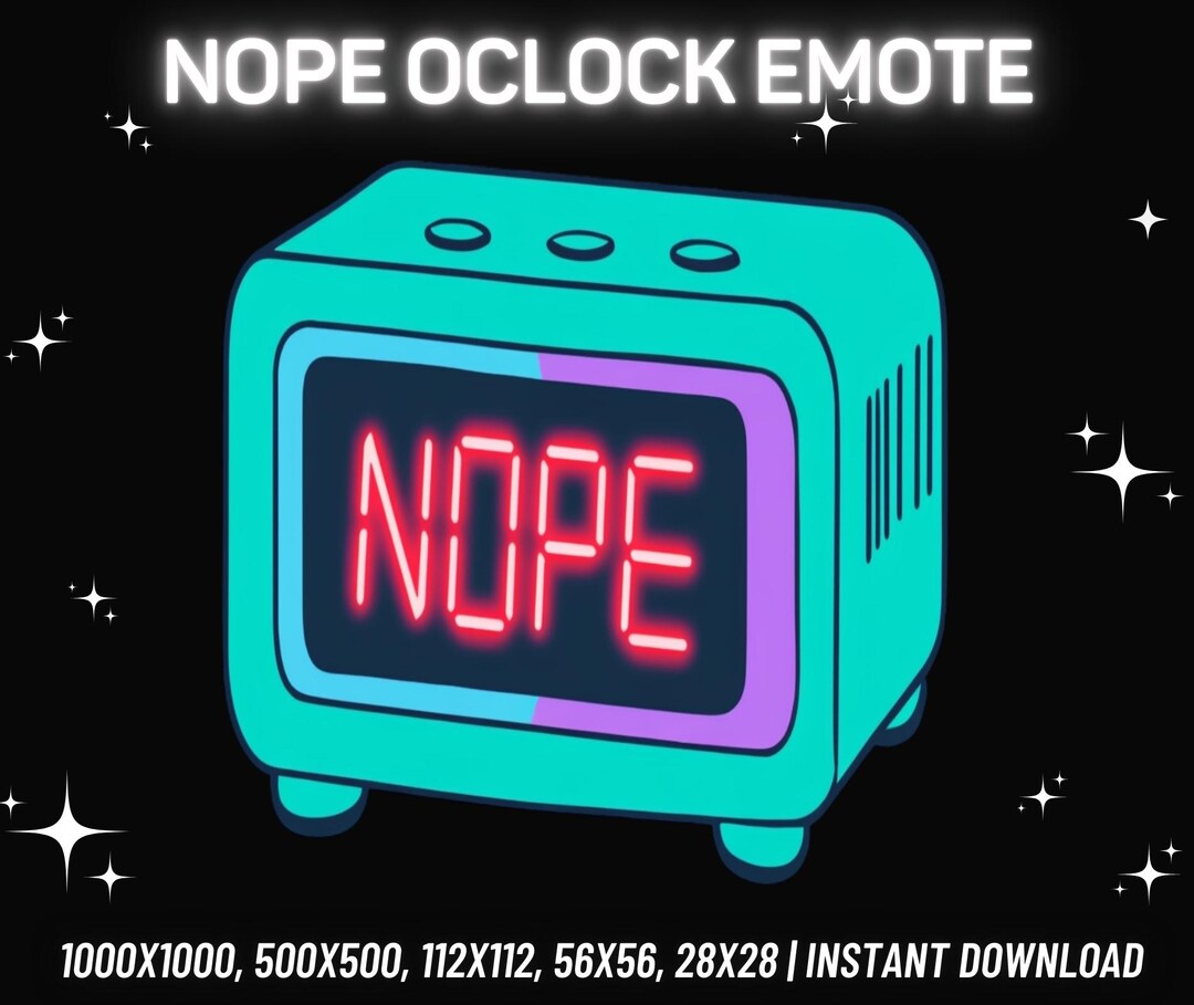 Funny Nope Oclock Emote, Twitch Emote, Kick Emote, Discord Emote ...