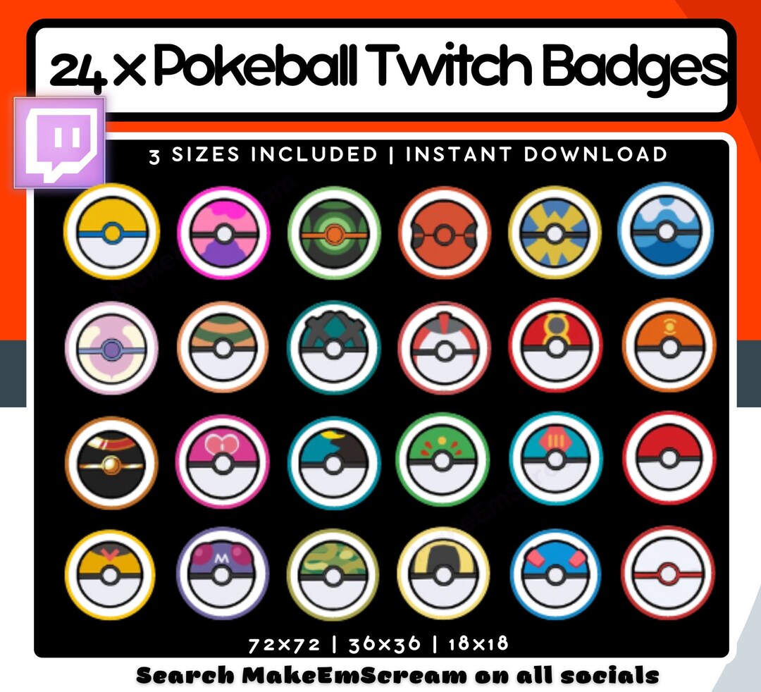 24 Kawaii Pokeball Twitch Tier Badges (digital Download) - Etsy