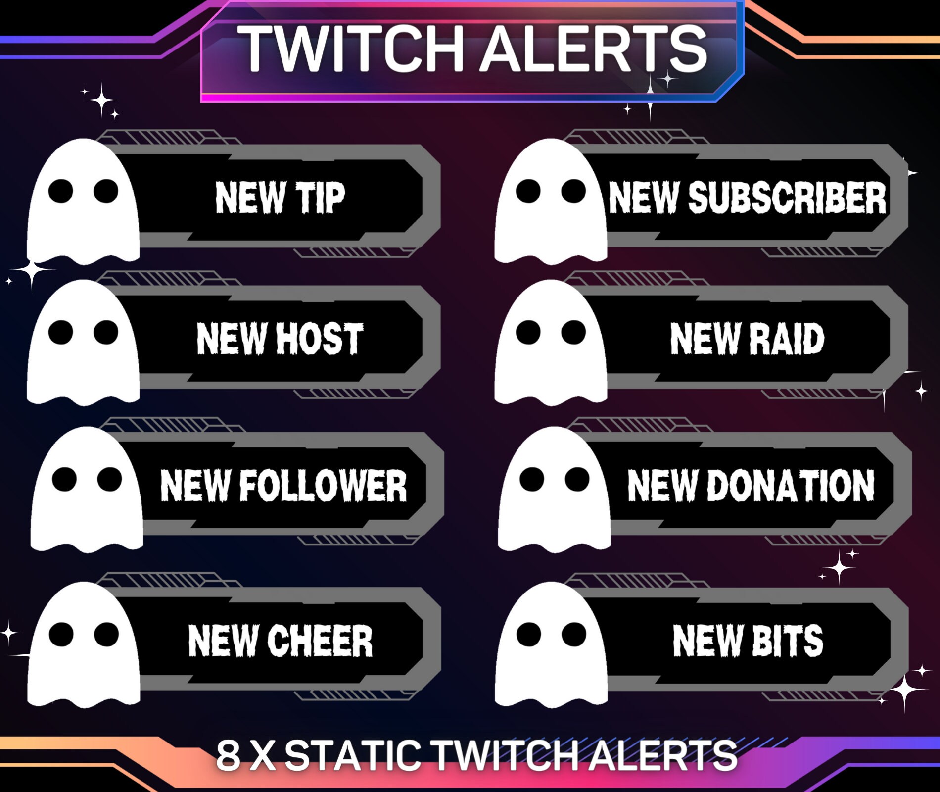 8 X Animated Twitch Alerts Twitch Alerts Pack Twitch - Etsy