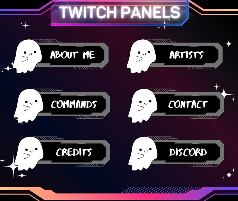 30 X Cute Ghost Twitch Panels Stream Panels Twitch Panels Ready to Use ...