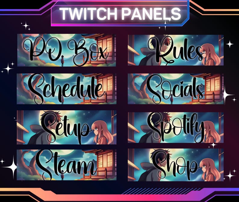 30 X Cute Anime Twitch Panels, 30 Pack, Twitch Panels, Twitch, Panels ...