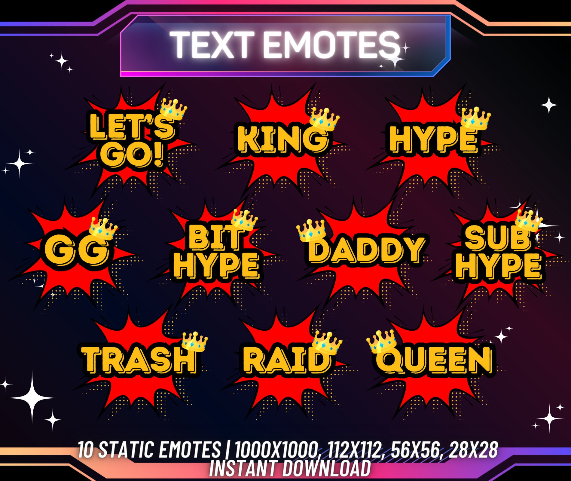 10 X Text Emotes Twitch Emotes Kick Emotes Discord Emotes Youtube ...