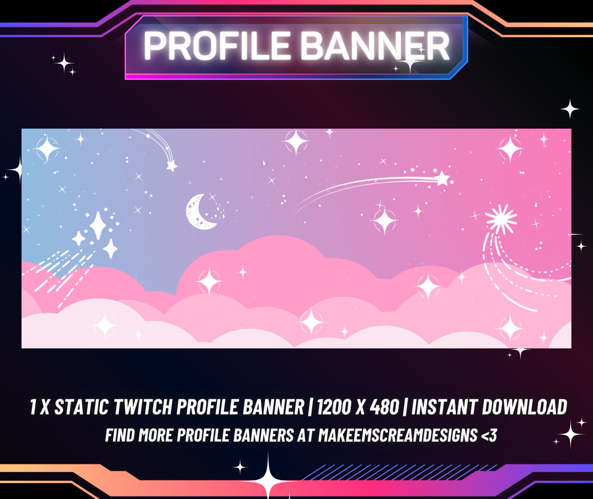 Twitch Profile Banner, Pink Sky Profile Banner, Cute Profile Display ...