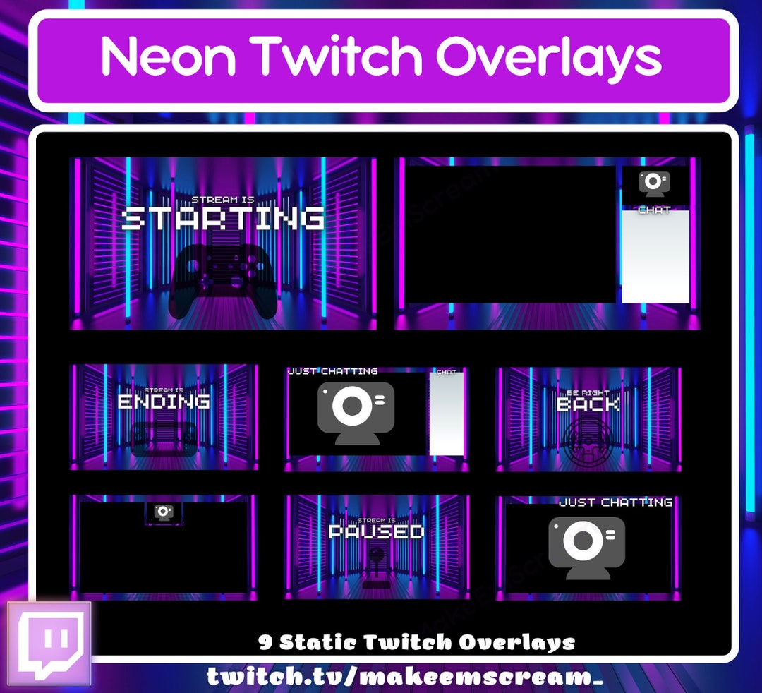 Neon Twitch Overlays | Static Twitch Overlays | Twitch Overlays ...