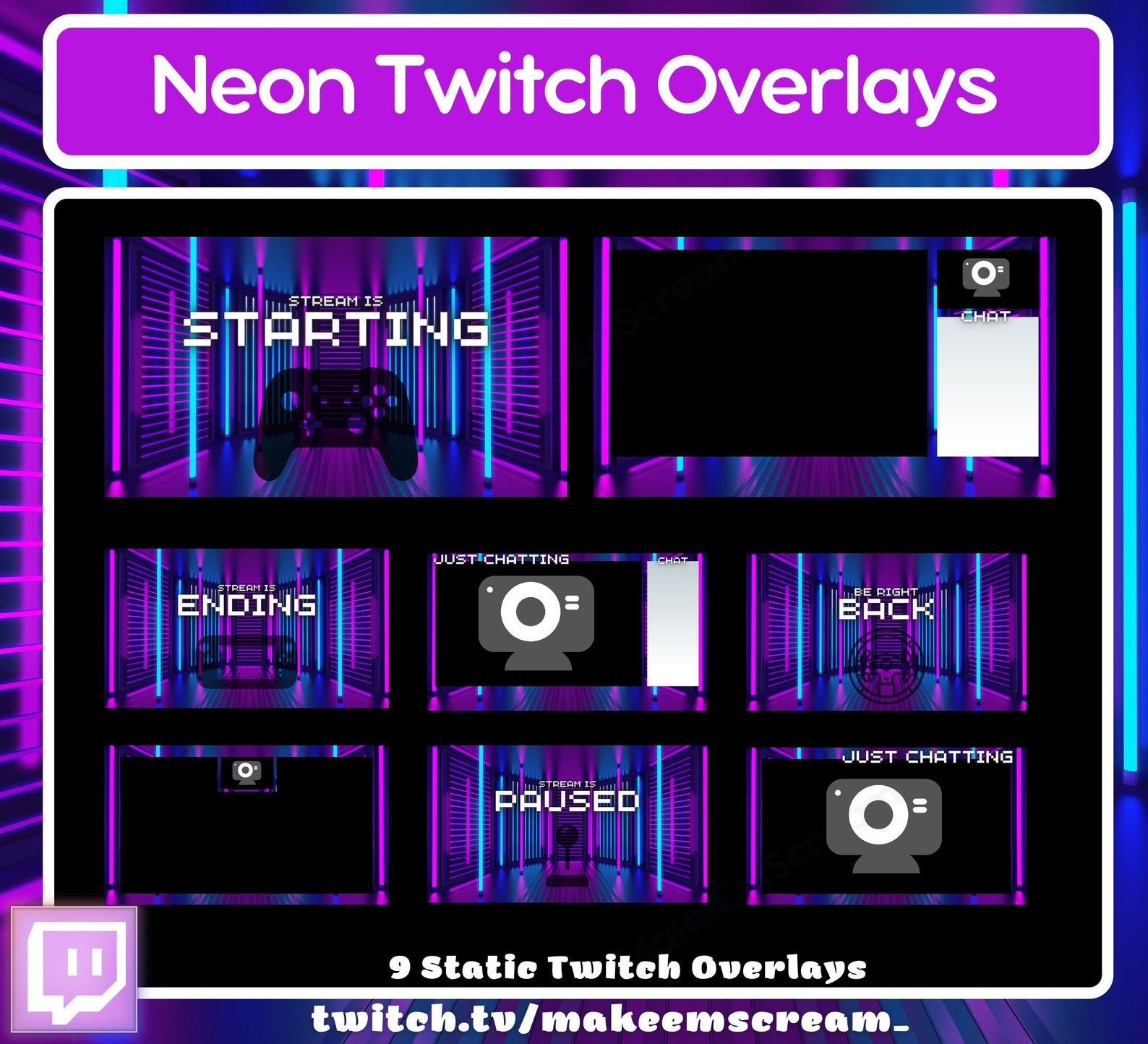 Neon Twitch Overlays Static Twitch Overlays Twitch Overlays Overlay ...
