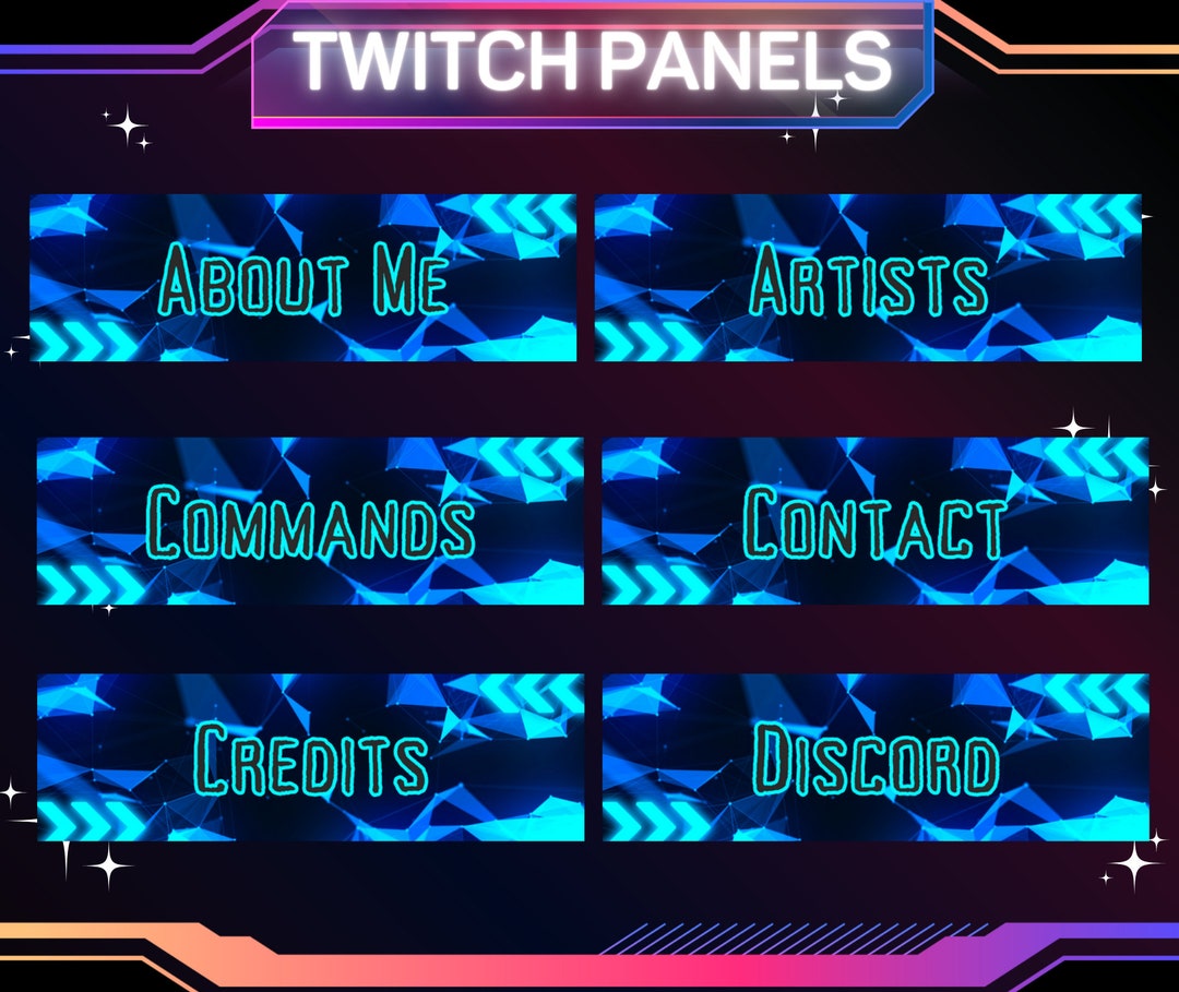 30 X Blue Neon Twitch Panels | Stream Panels | Twitch Panels | Ready to ...