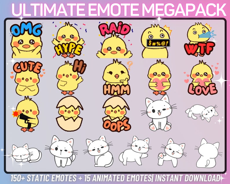 Twitch Emote Megapack, 150+ Static and Animated Emotes (instant ...