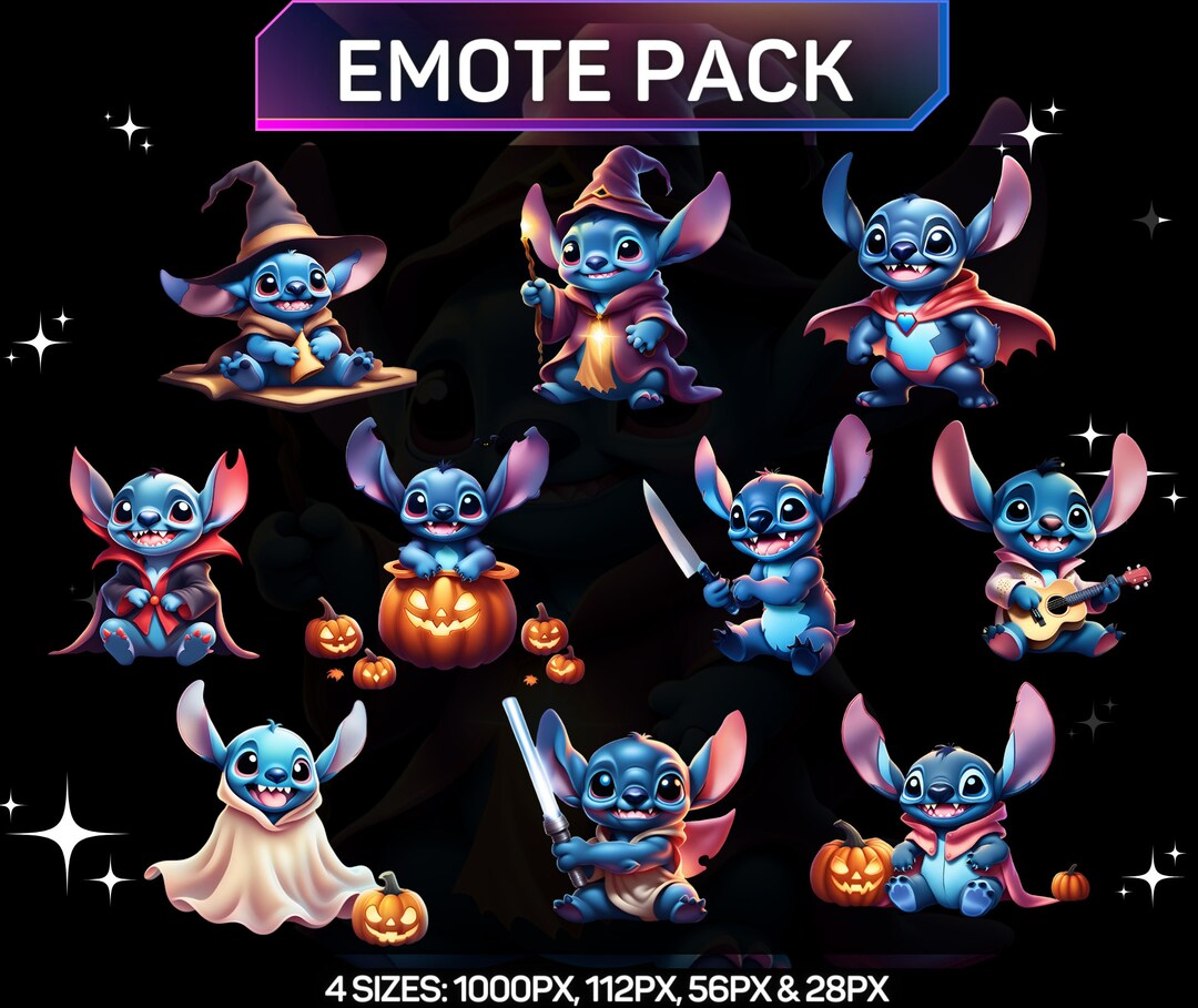 10 X Stitch Halloween Emotes, Stitch Emote Pack, Halloween Emote Pack ...