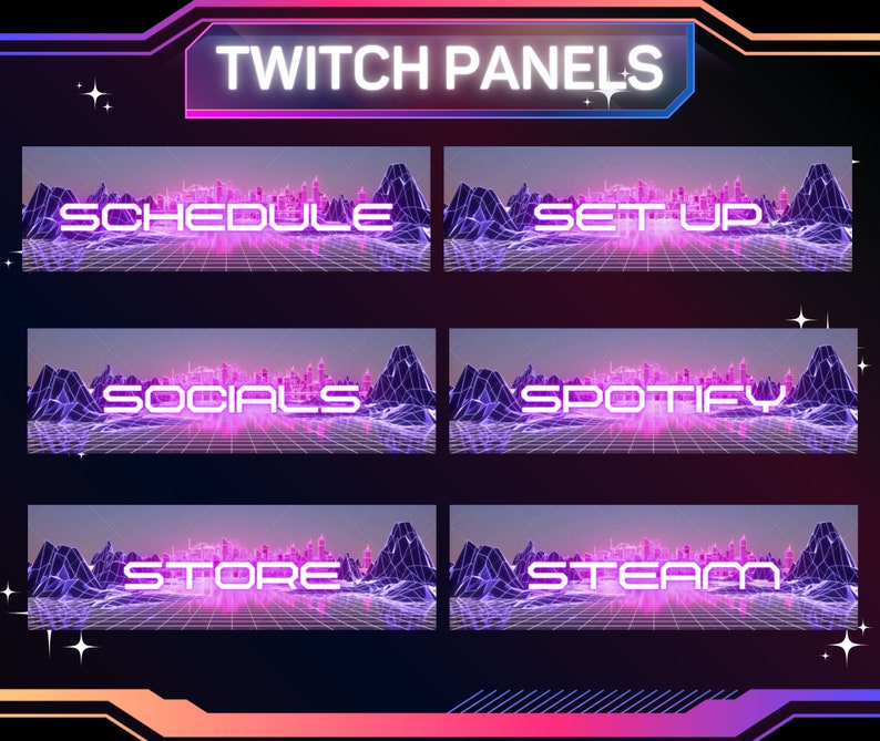 30 X Purple Neon Twitch Panels Twitch About Me Panels - Etsy