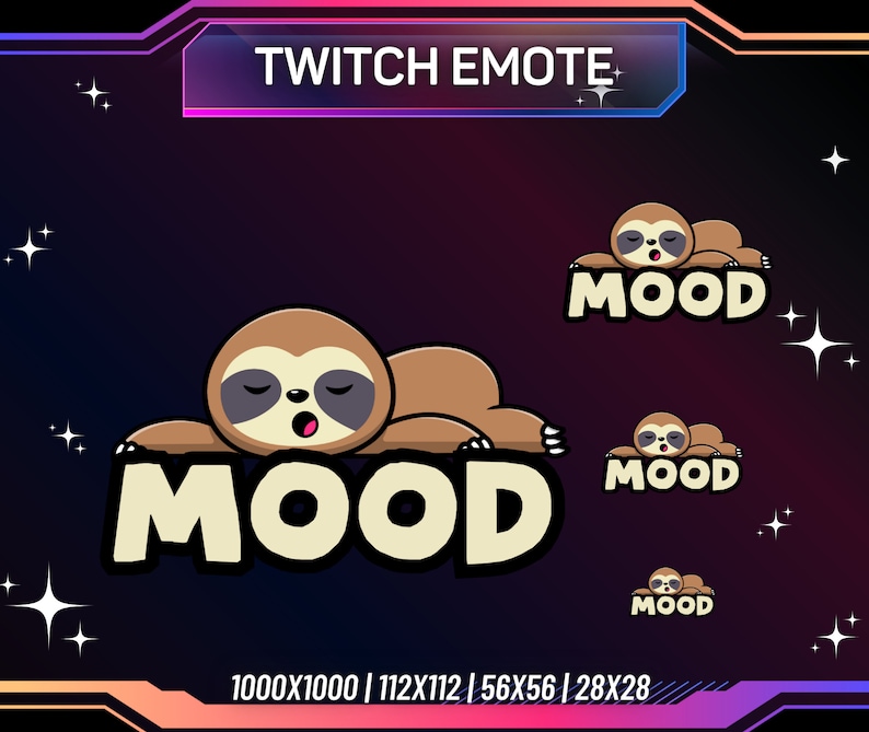 1 Twitch Emote Sloth Mood Twitch Emote Sloth Emote Funny Emote Cute ...