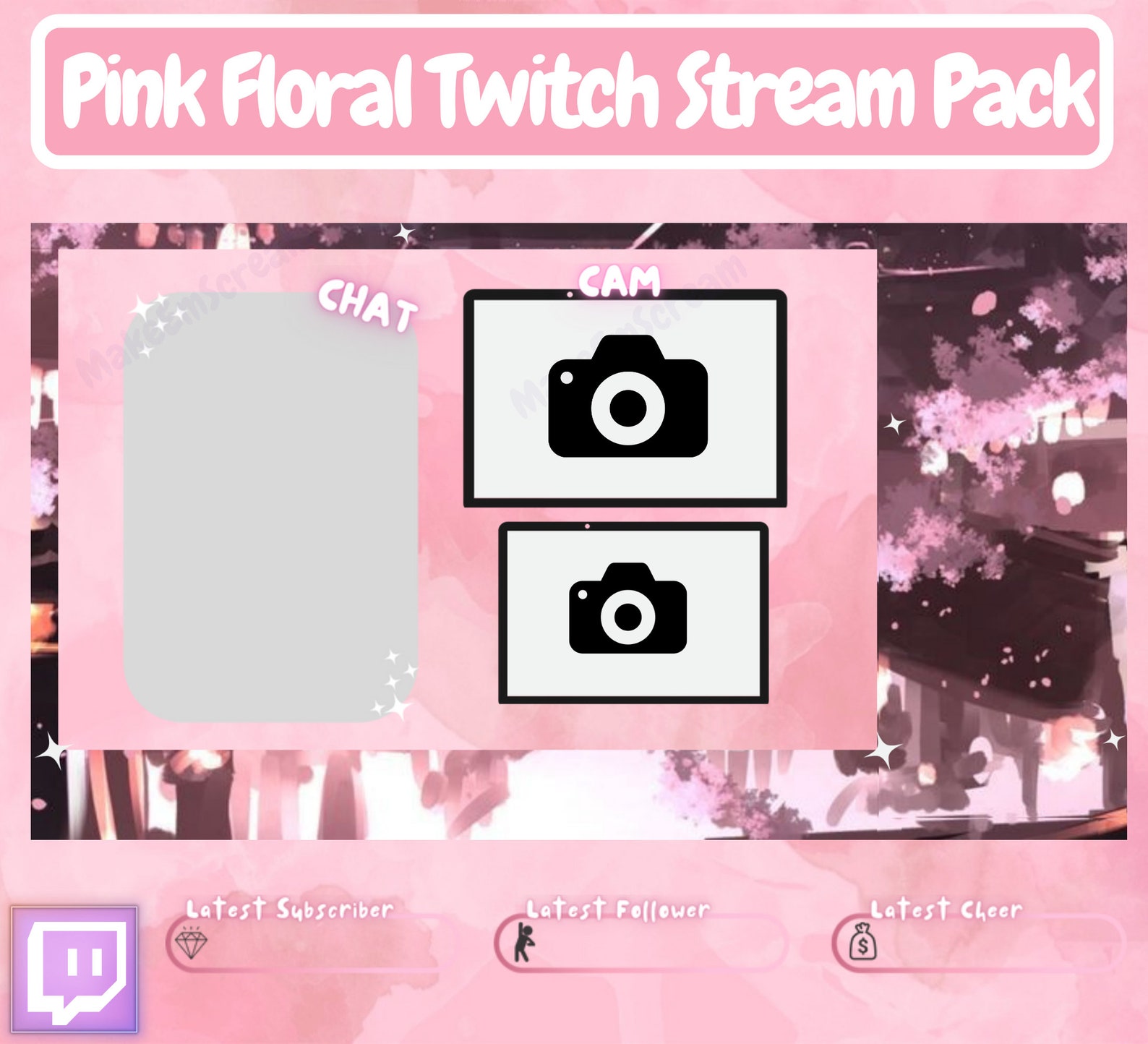 Pink Sakura Twitch Overlay Complete Pack Twitch Overlays - Etsy