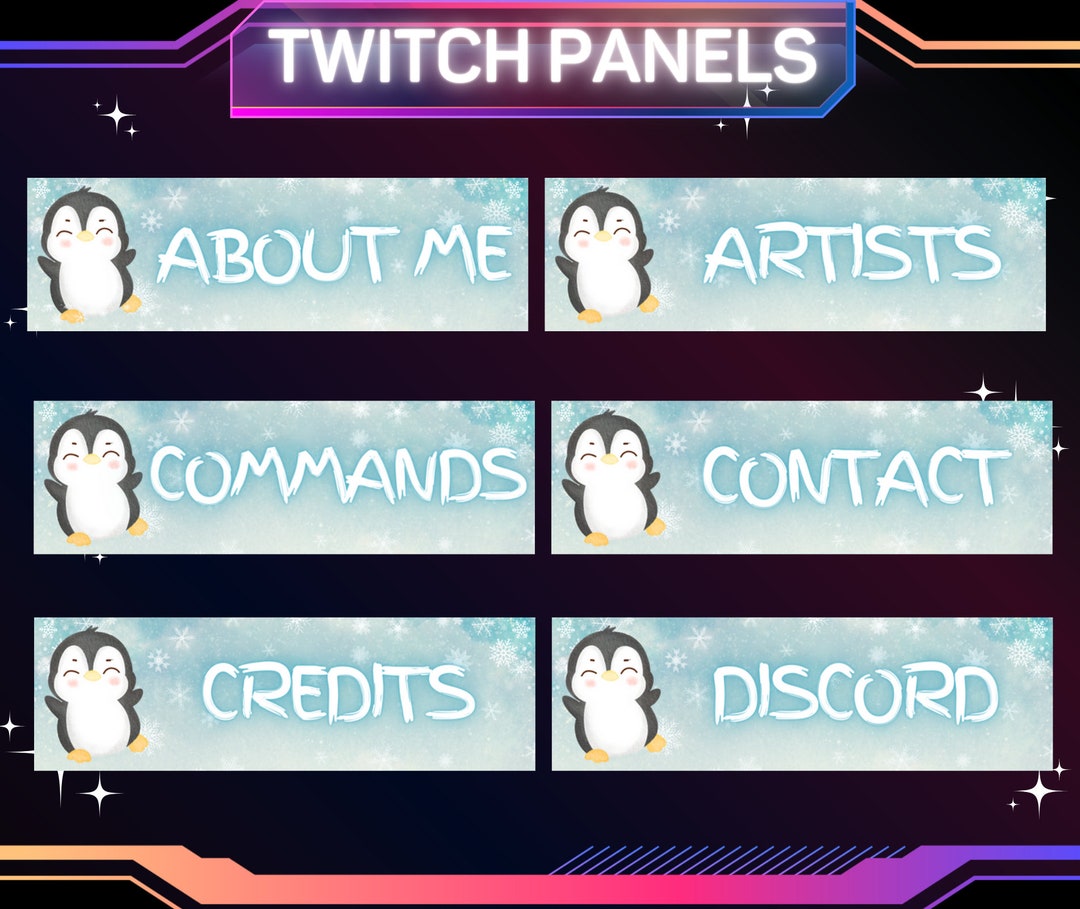 30 X Cute Penguin Twitch Panels | Streaming Panels | Twitch | Kick ...