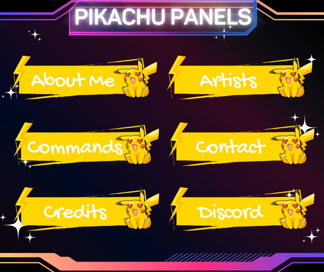 30 X Cute Pikachu Twitch Panels | Streaming Panels | Twitch | Kick ...