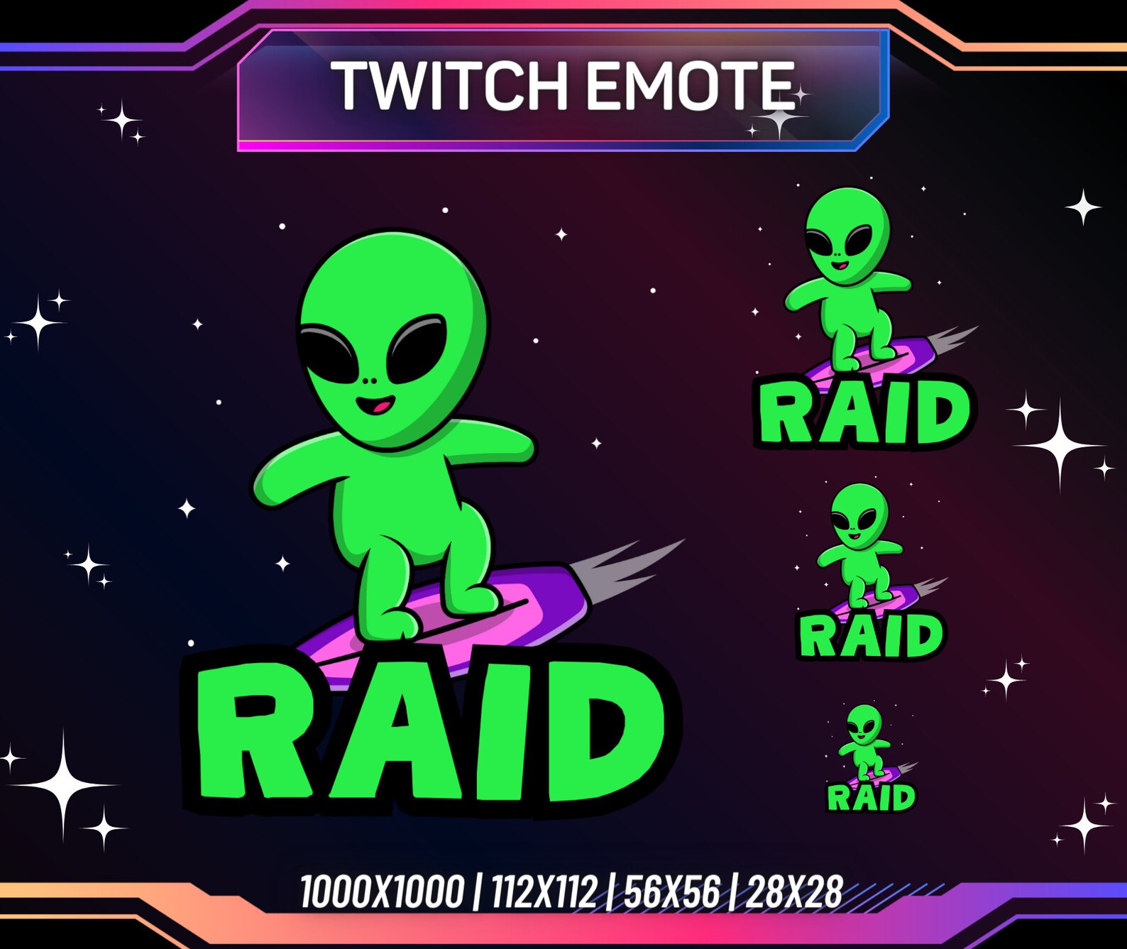 1 Twitch Emote | Alien Raid Twitch Emote | Kick Emote | Funny Emote ...