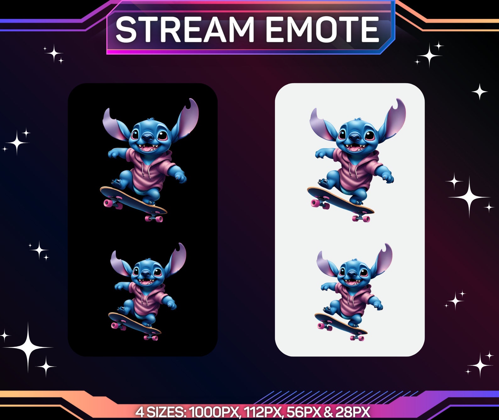 1 Twitch Emote, Stitch Emote, Stitch Skateboard Emote, Stitch Riding ...