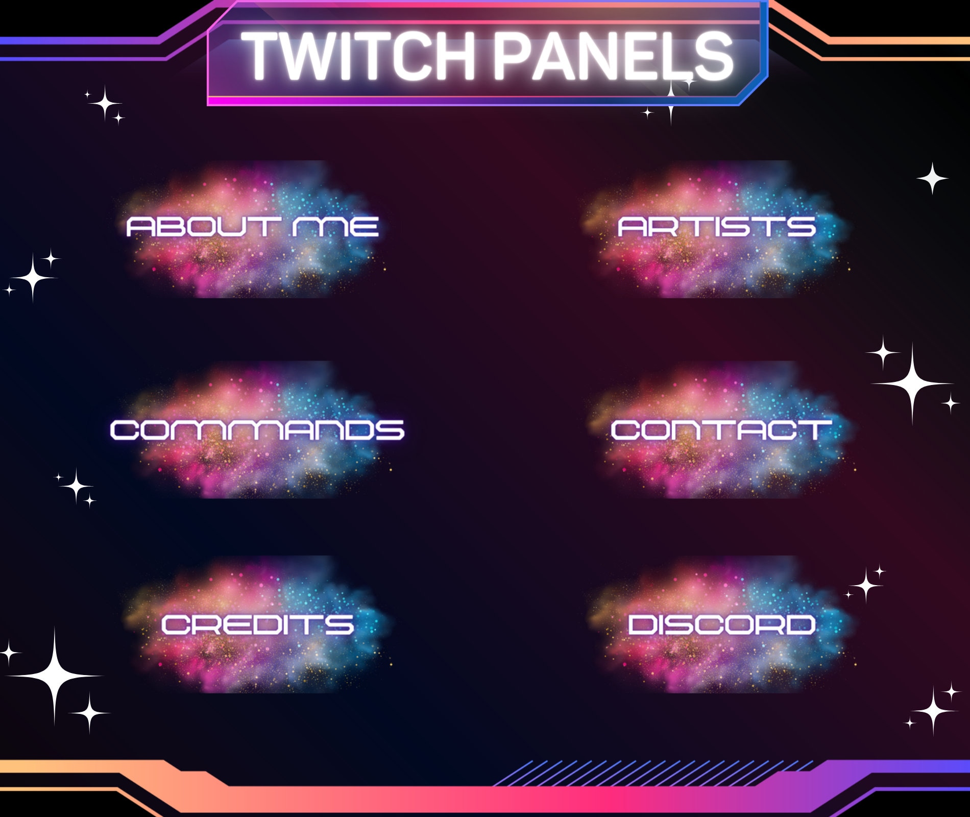 30 X Rainbow Neon Twitch Panels, Twitch About Me Panels, Streamer About ...