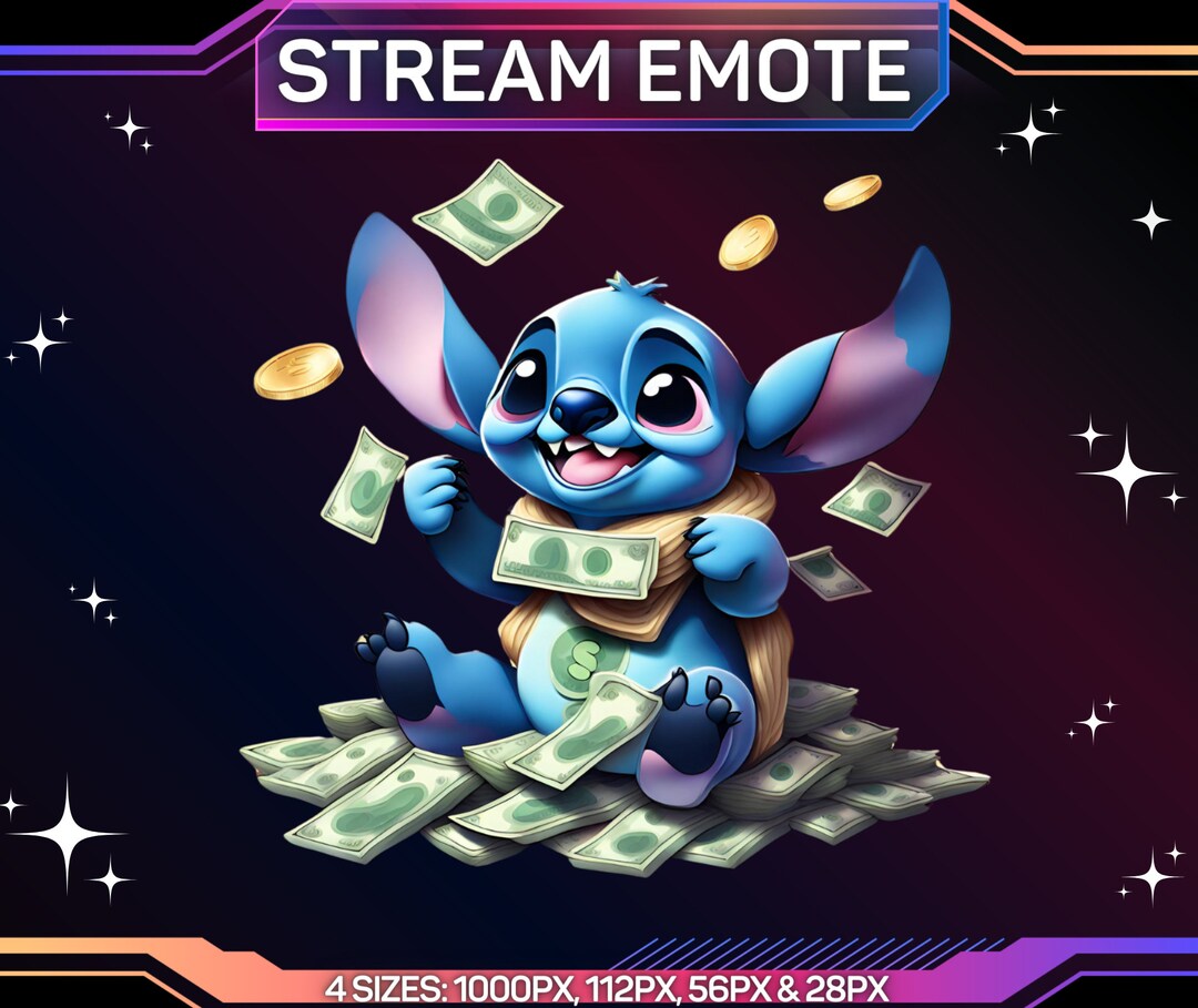 1 Twitch Emote, Stitch Emote, Stitch Money Emote, Cute Money Stitch ...