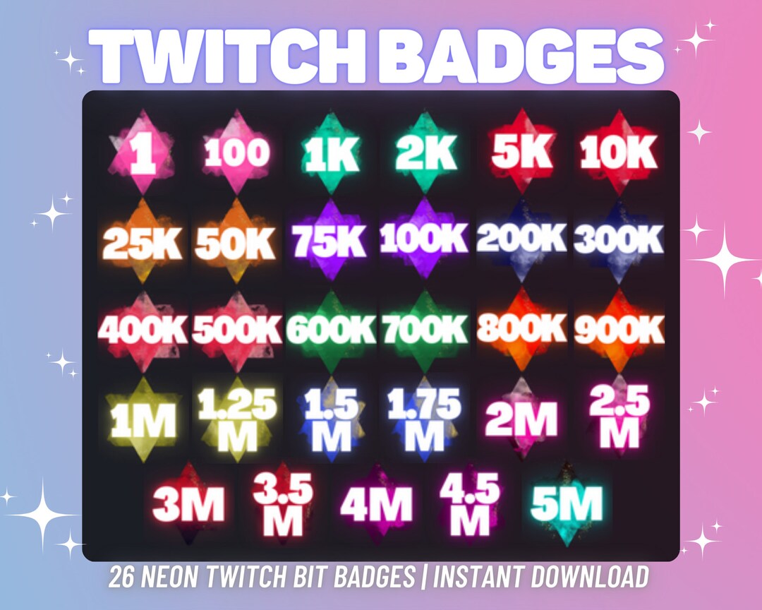 Rainbow Neon Twitch Bit Badges Megapack (digital Download) - Etsy