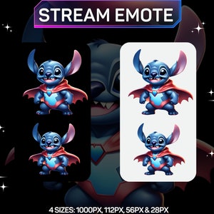 1 Twitch Emote, Stitch Emote, Superhero Dress up Stitch Emote, Cute ...