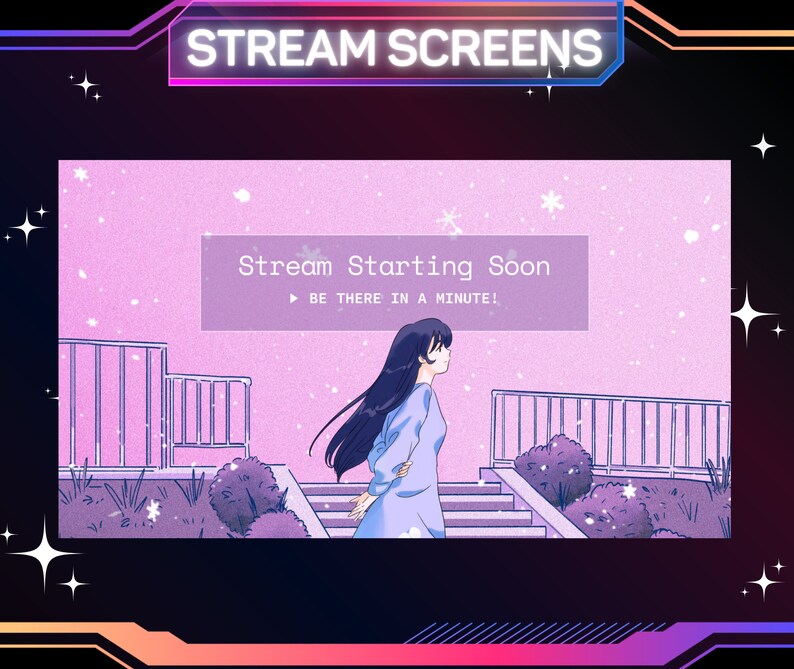 4 X ANIMATED Kawaii Anime Stream Screens Starting Soon Be Right Back ...