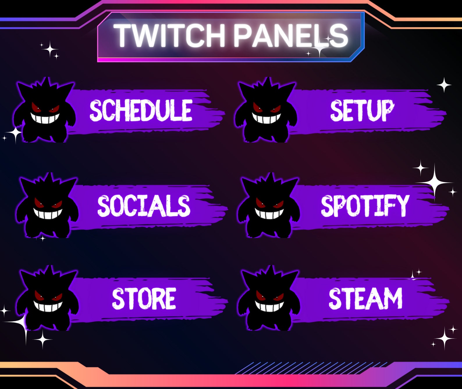 Gengar Twitch Panels, Purple Stream Overlays (instant Download) - Etsy