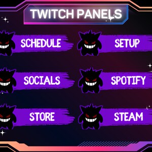 30 X Twitch Panels, Gengar Panels, Stream Panels, Cute Gengar | Ready ...