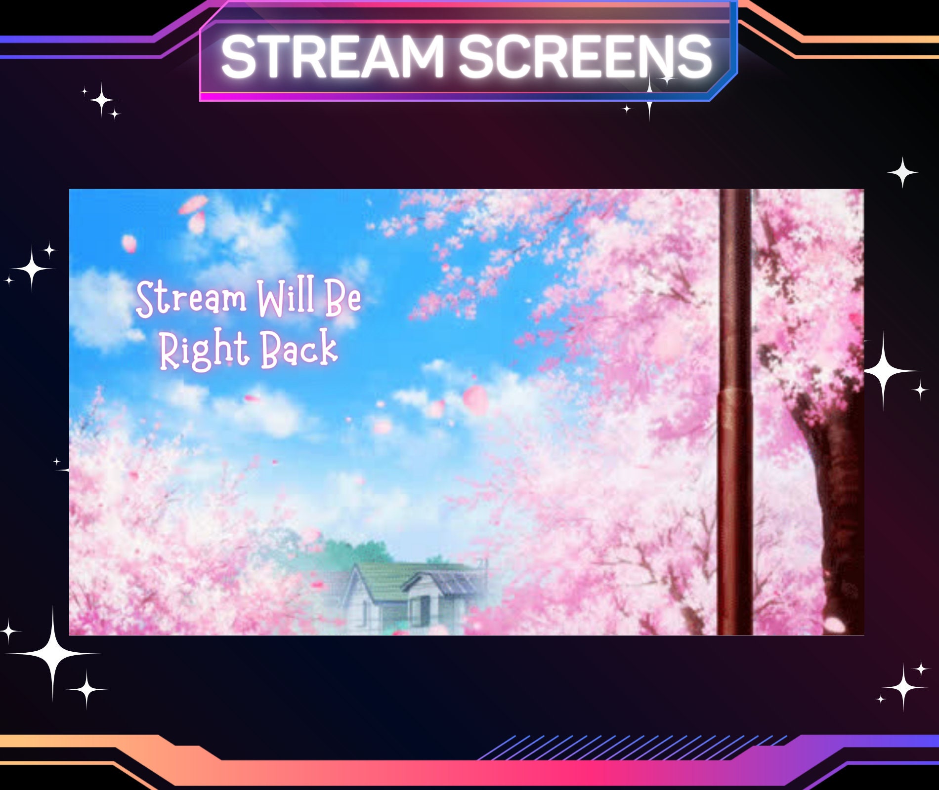5 ANIMATED Sakura Stream Screens Starting Soon Be Right Back Stream ...