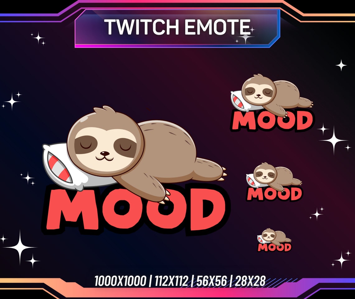 1 Twitch Emote Sloth Mood Twitch Emote Sloth Emote Funny Emote Cute Twitch Emote Instant ...
