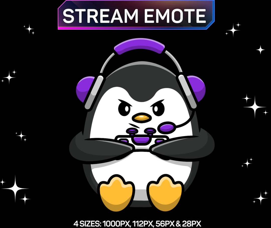 1 Twitch Emote, Gaming Penguin Emote, Funny Emote, Penguin Gamer Emote ...