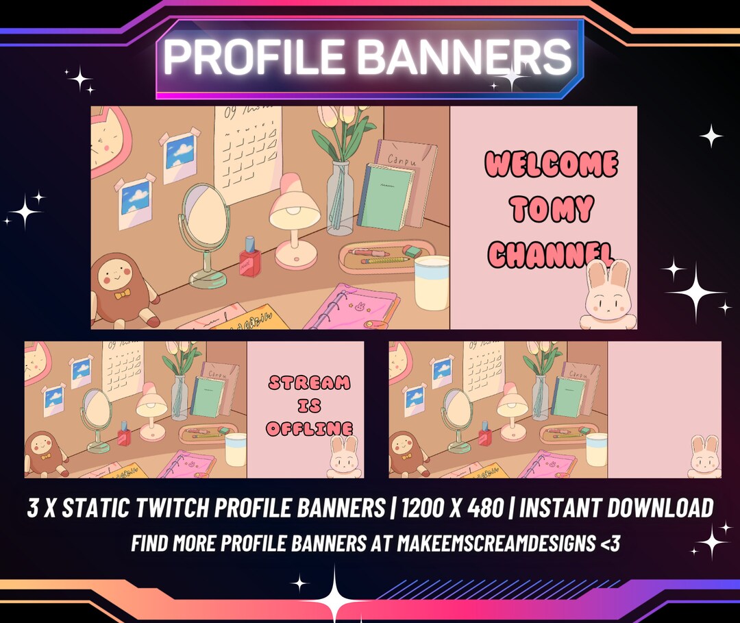 3 X Twitch Profile Banners, Gaming Profile Banners, Gamer Profile ...