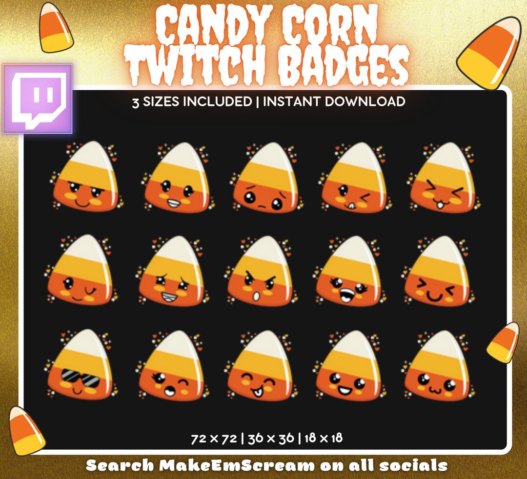 15 X Kawaii Candy Corn Twitch Bit & Sub Badges | Halloween Twitch ...