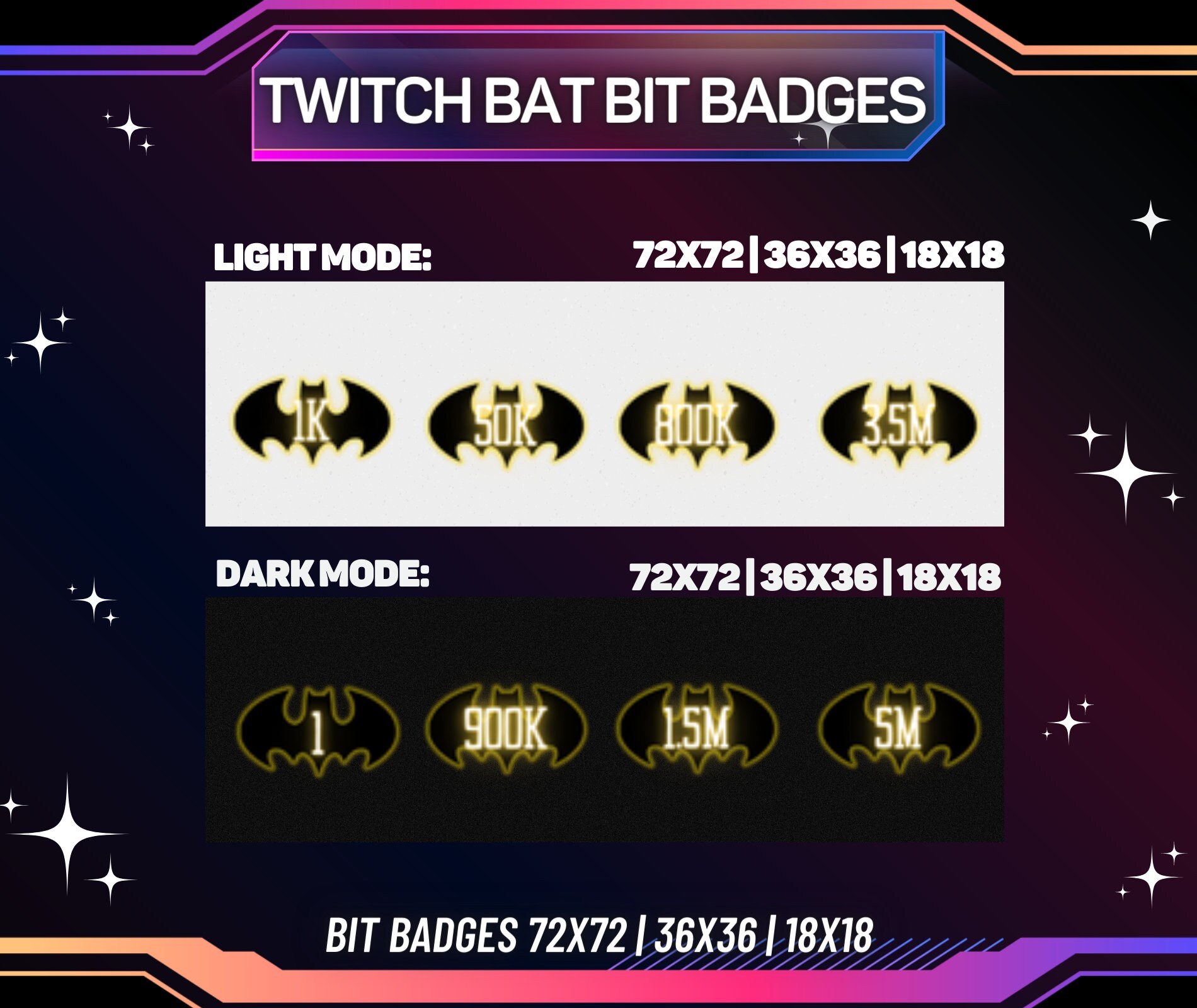 30 X Yellow Neon Bat Bit Badges Complete Twitch Bit Badges - Etsy