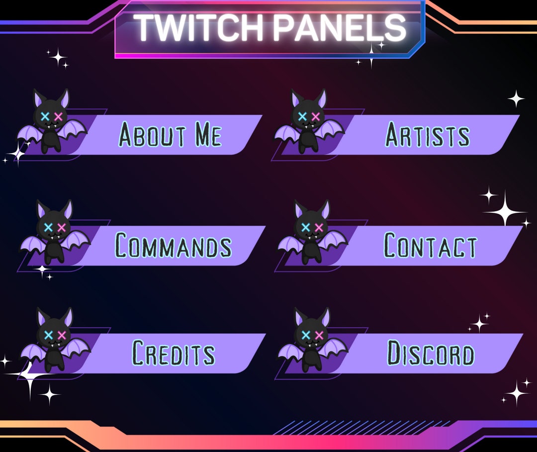 30 X Cute Bat Twitch Panels | Stream Panels | Twitch Panels | Ready to ...