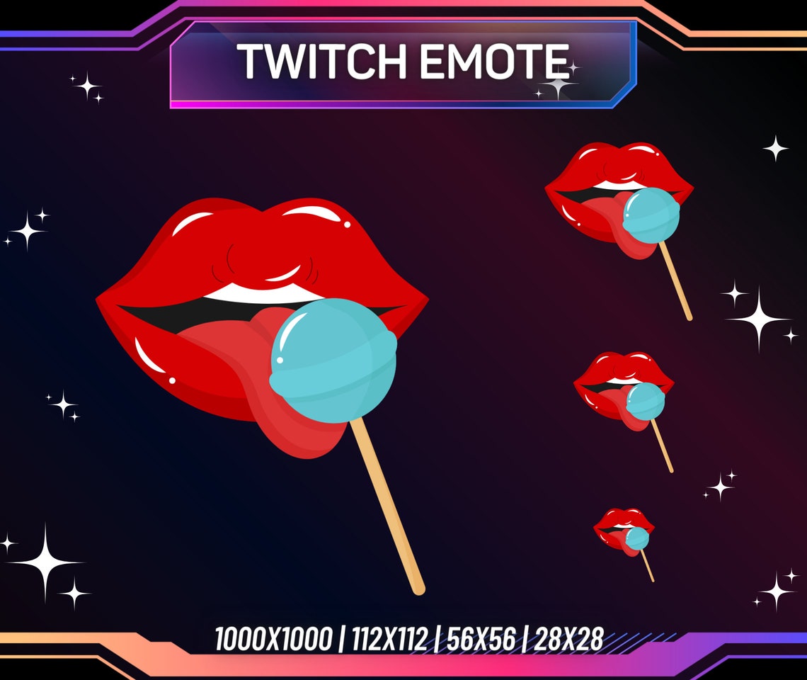 1 Twitch Emote Lips Twitch Emote Lollipop Emote Funny Emote Cute Twitch ...
