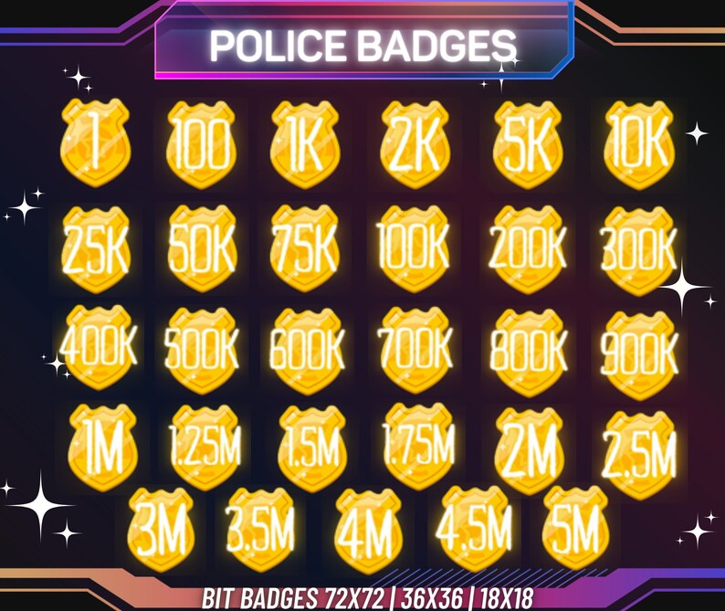 29 X Police Badges Twitch Bit Tier Badges Twitch Bit Badges - Etsy